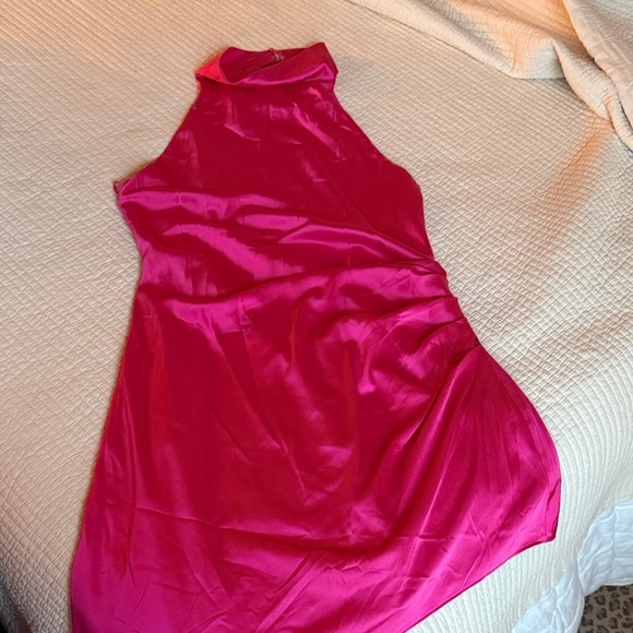 Dresses | Dobe Sleek Pink Satin Halter Dress | Poshmark